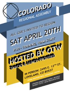 April Assembly Flyer - Off The Wall Area of Narcotics Anonymous